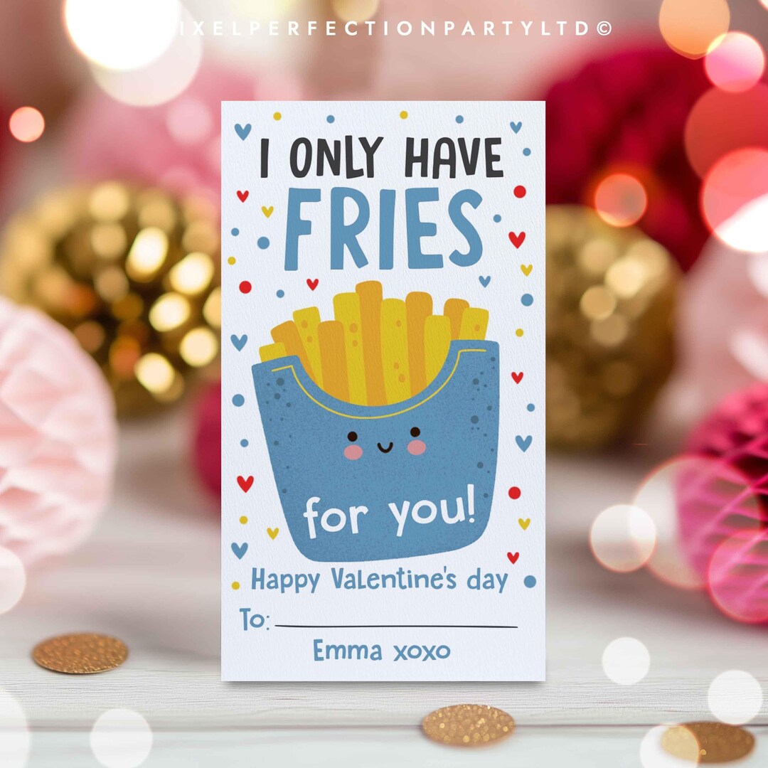 Editable Valentine I Only Have Fries for You Gift Tag Valentine's Day ...