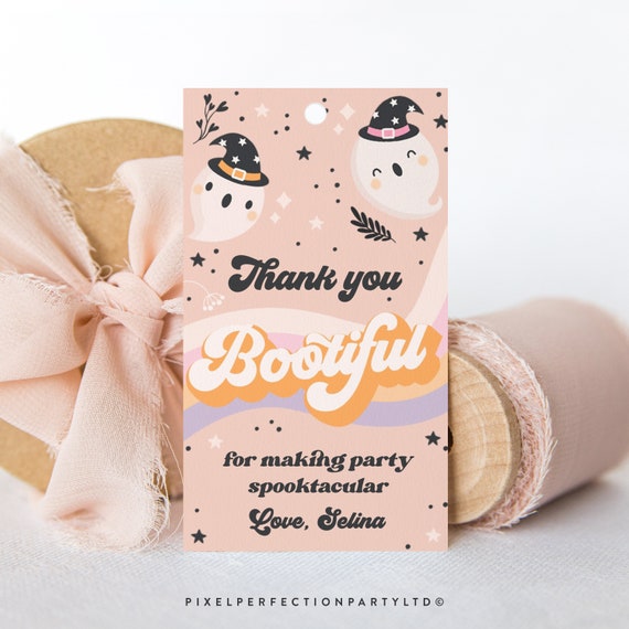 Editable Halloween Ghost Party Favor Tag Girly Cute Retro Ghost ...