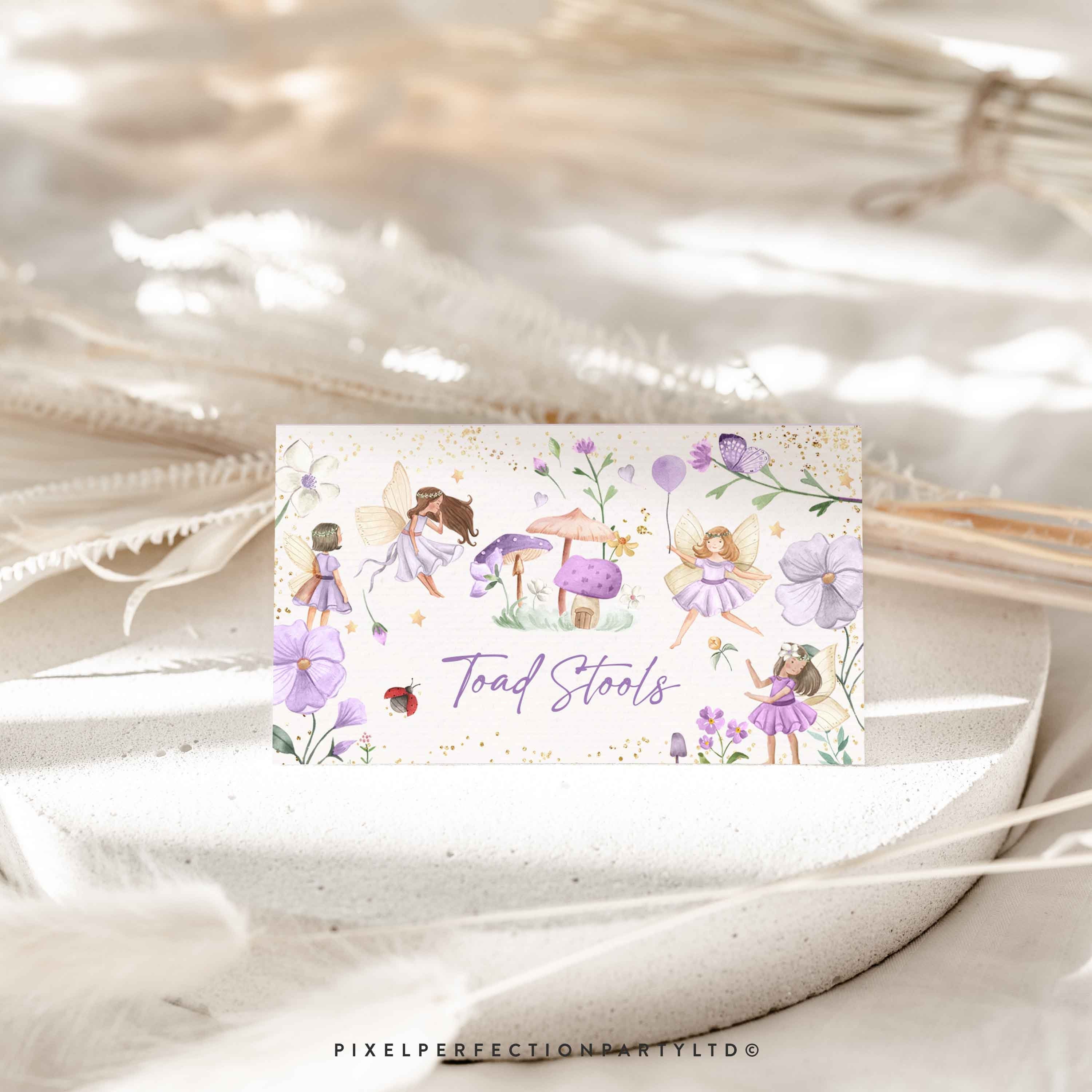 Editable Fairy Birthday Party Folded Food Labels Enchanted Magical ...