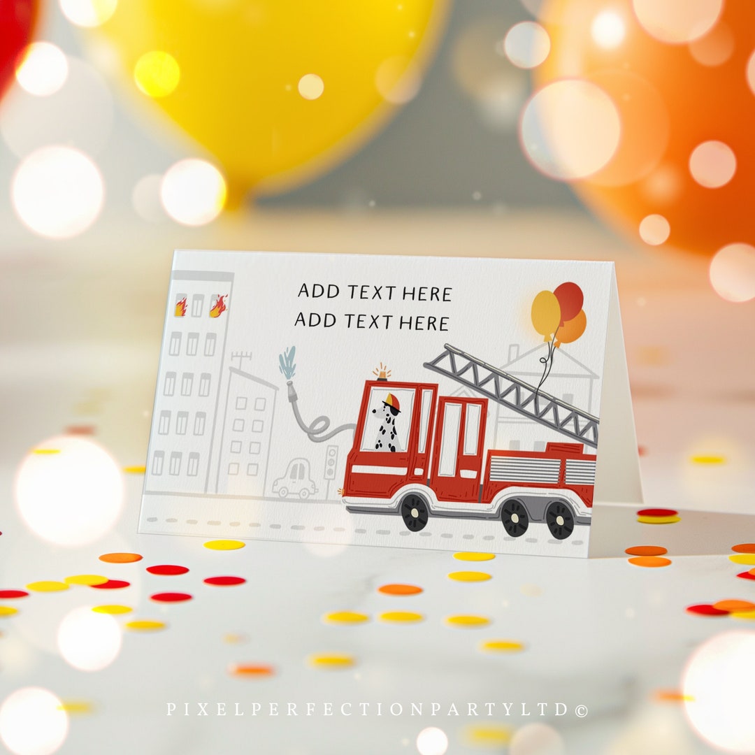 Editable Fire Truck Birthday Party Food Labels Firefighter Birthday ...