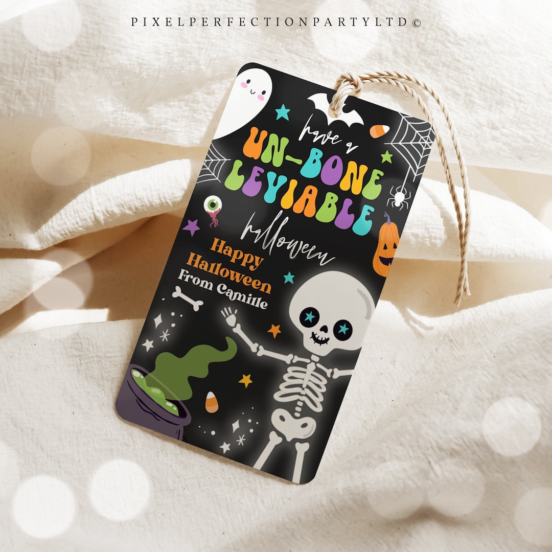 Editable Halloween Skeleton Gift Tag Halloween Trick or Treat Party ...