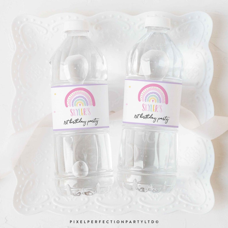 Editable Rainbow Water Bottle Labels Pastel Rainbow Party - Etsy Canada