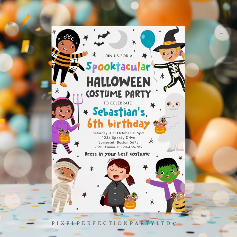 Editable Halloween Costume Party Birthday Invitation Halloween ...