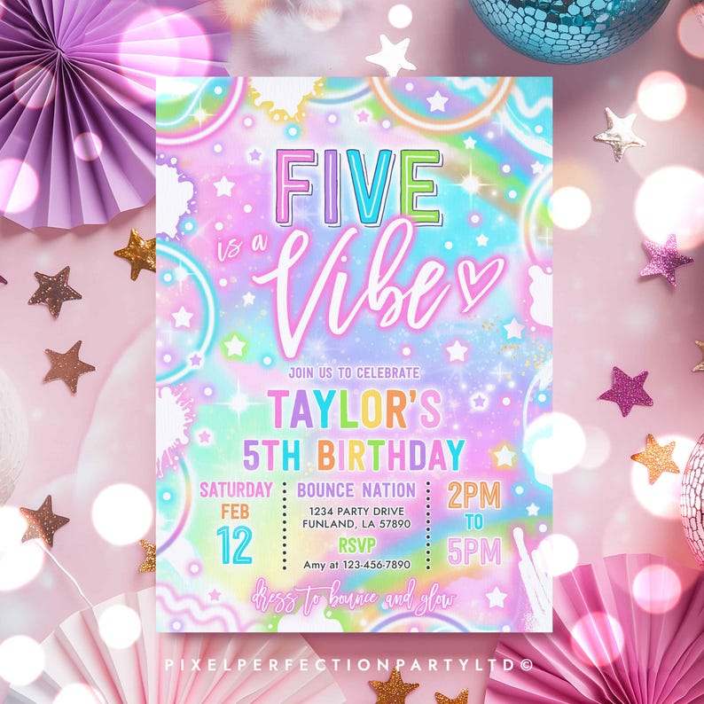 Editable Five is A Vibe 5th Birthday Party Invitation Five is A Vibe ...
