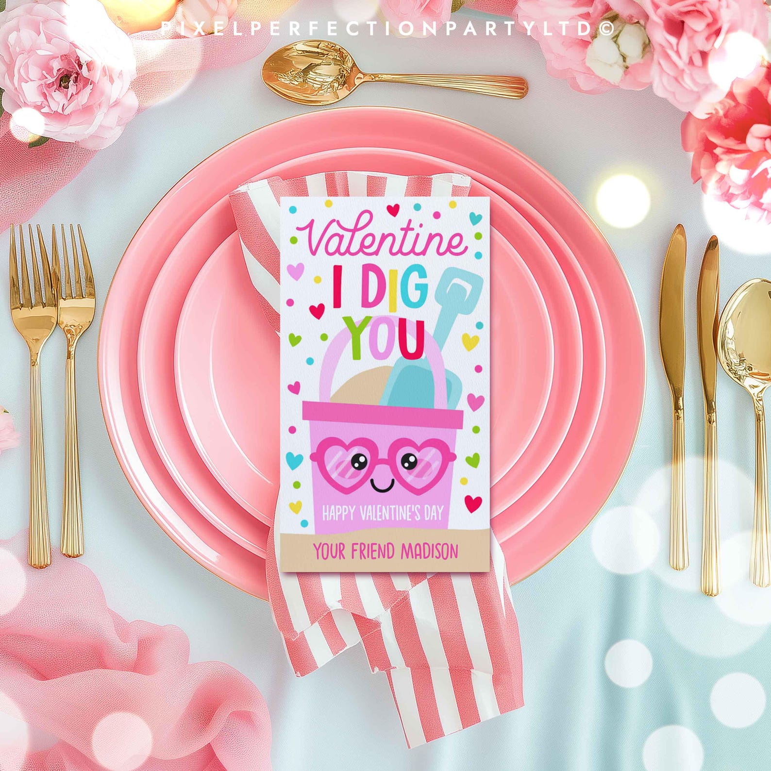 Editable Valentine I Dig You Gift Tag Shovel I Dig You Valentine Gift ...
