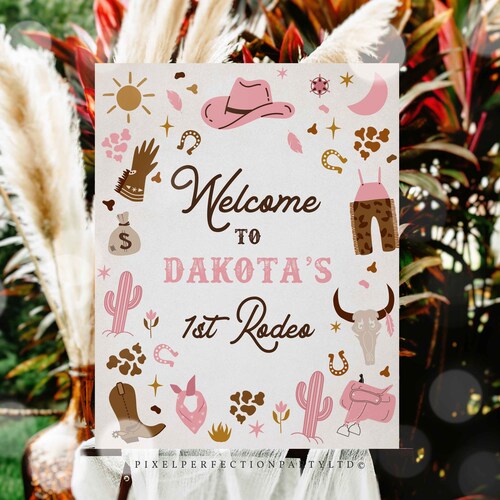 EDITABLE Wild West Party Sign First Rodeo Birthday Custom - Etsy