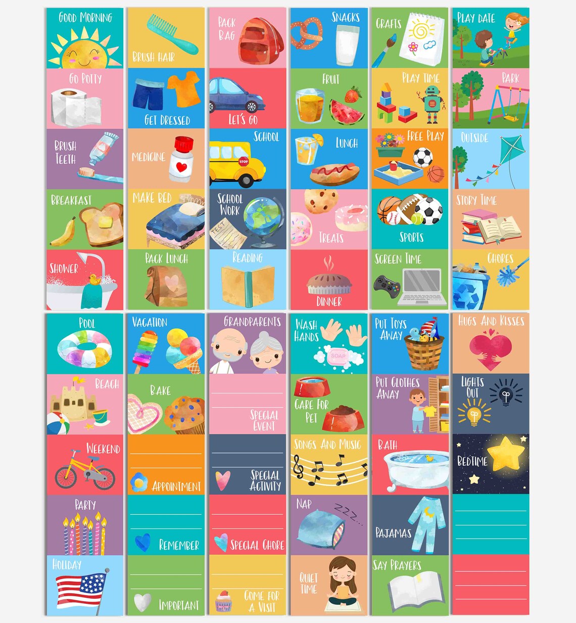 Visual Schedule Kids Daily Routine Chart Toddler Routine Chart | Etsy