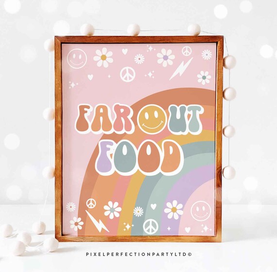 Groovy 70's Birthday Party Decor Far Out Food Party Sign Groovy One Two ...