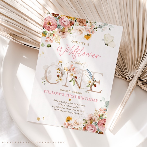 Editable Wildflower Birthday Invitation Little Wildflower Garden ...