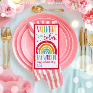 Editable Rainbow Valentine's Day Gift Tag Valentine You Color My World ...