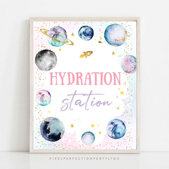 Outer Space Hydration Station Party Sign Outer Space Party Drink Sign ...