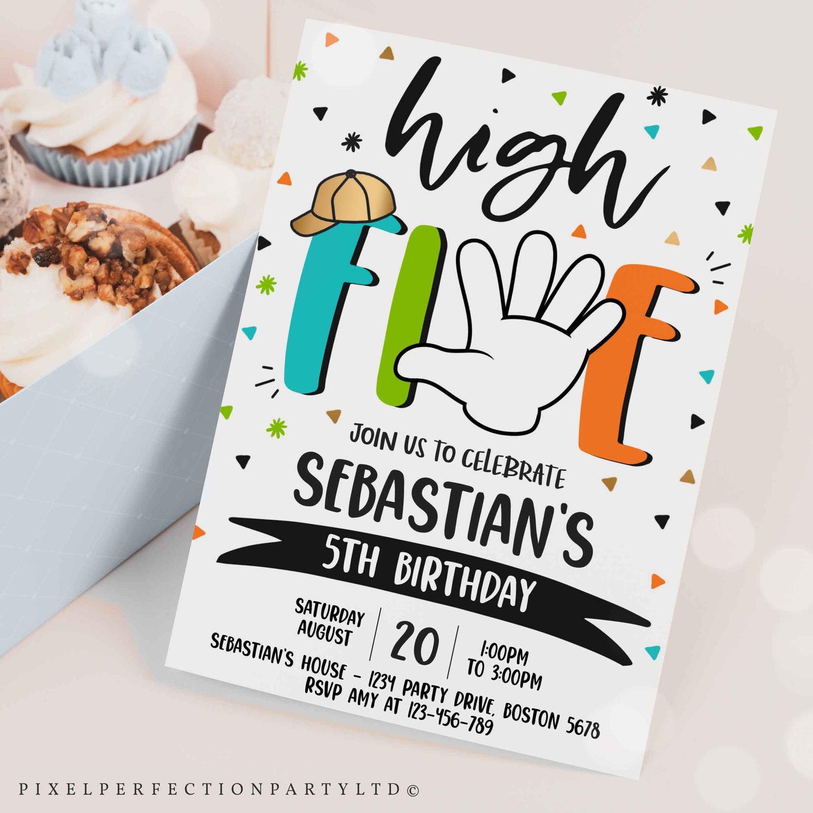 Editable High Five Birthday Party Invitation Hi Five 5th - Etsy