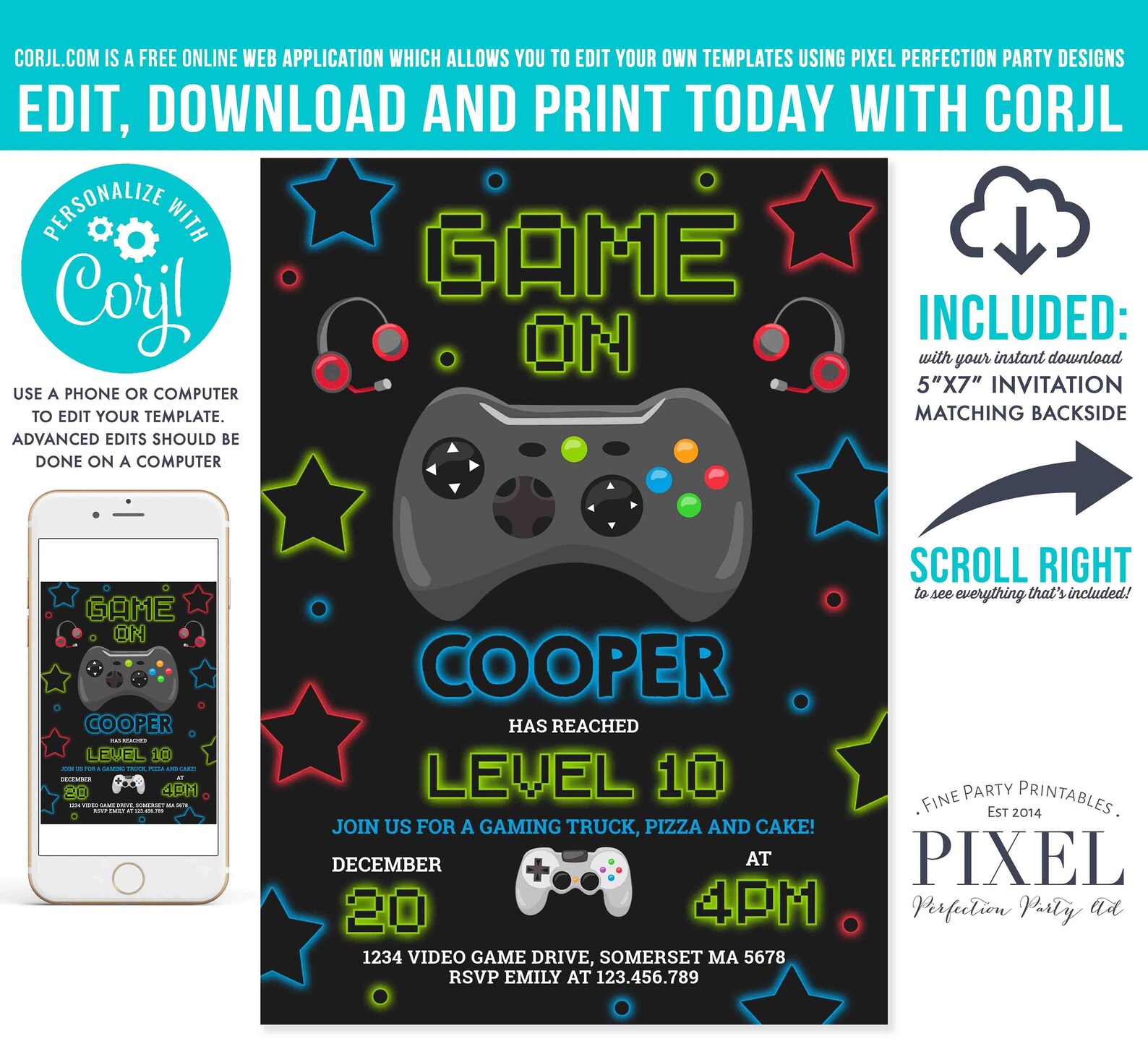 Gaming Invitation Video Game Invitation Video Game Birthday - Etsy UK