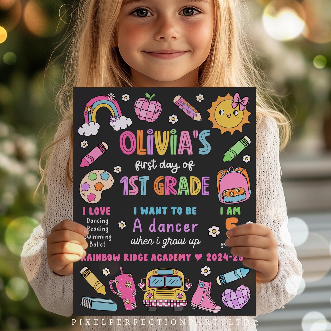 Editable First Day of 1st Grade Sign Printable First Day Of 1st Grade ...