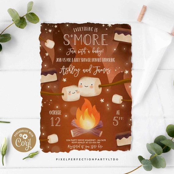 Editable S'more Baby Shower Invitation Bonfire Baby Shower | Etsy