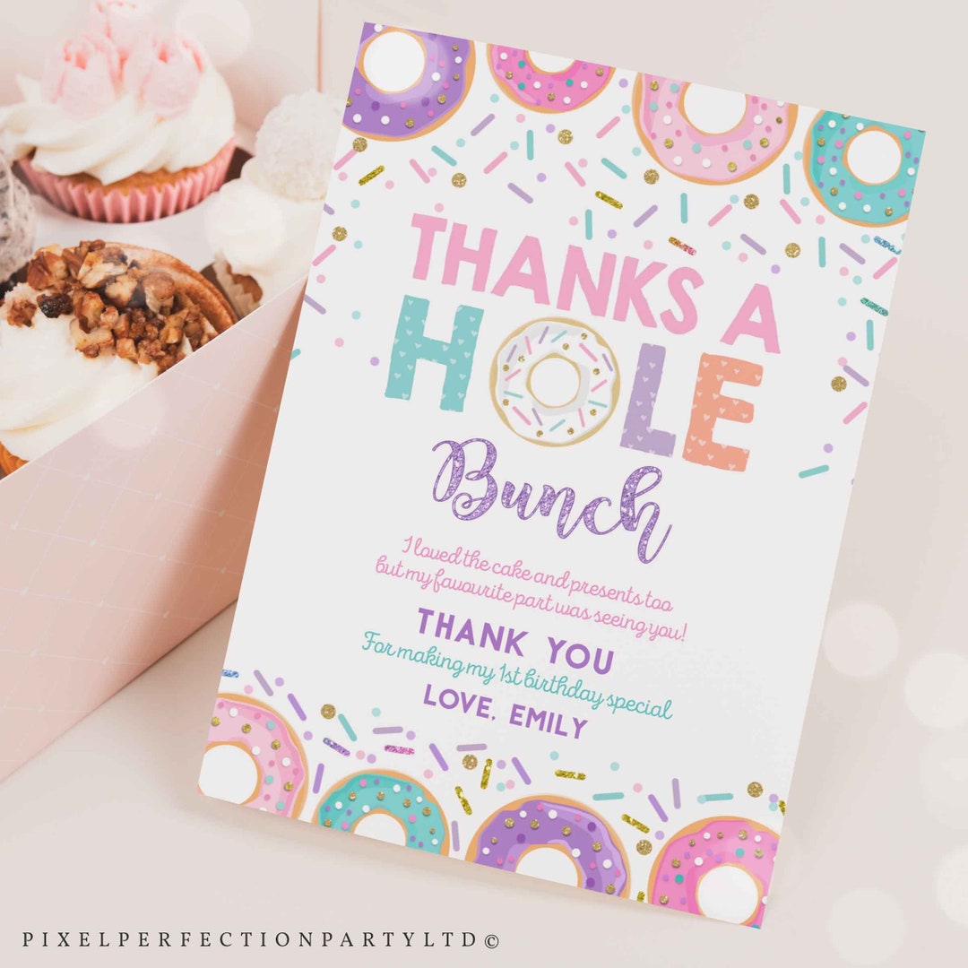 Editable Donut Thank You Card Birthday Donut Thank You Card - Etsy