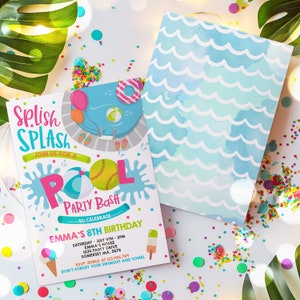 Editable Softball Pool Party Birthday Invitation Girl Summer Softball ...