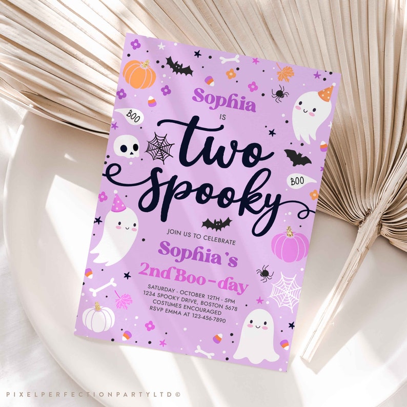Editable Two Spooky Halloween Ghost 2nd Birthday Party - Etsy