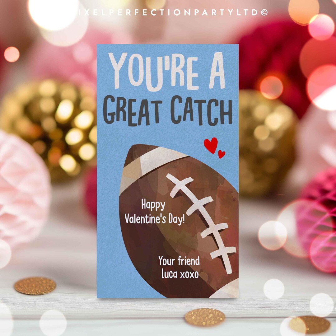 Editable Football Valentine's Day Gift Tag Valentine You're A Great ...