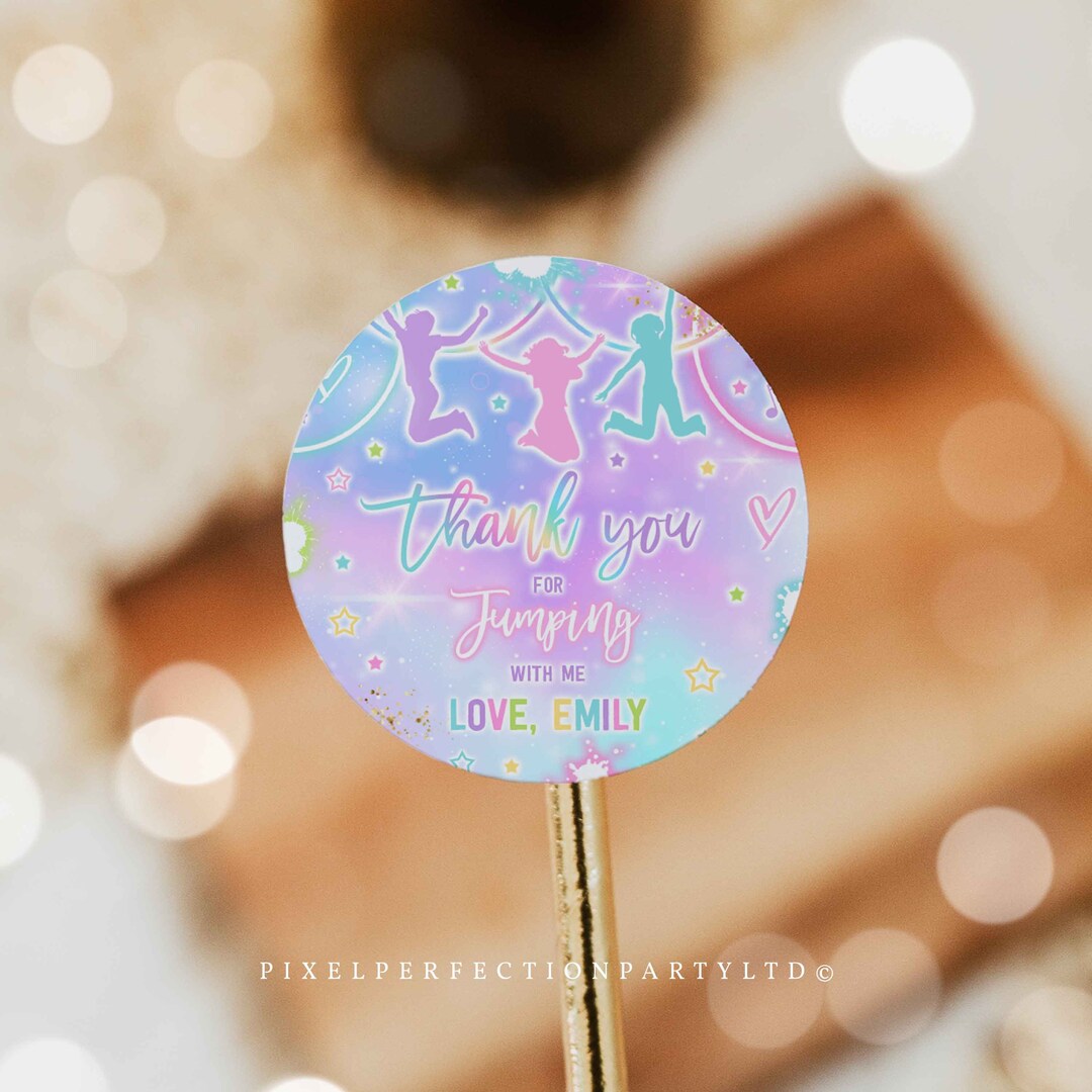 Editable Jump Birthday Party Circle + Square Favor Tags Tie Dye Jump ...