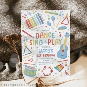 Editable Music Birthday Party Invitation Kids Musical Instruments ...