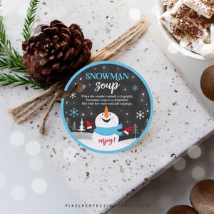 Snowman Soup Gift Tag Snowman Soup Christmas Party Favor Sticker Hot ...