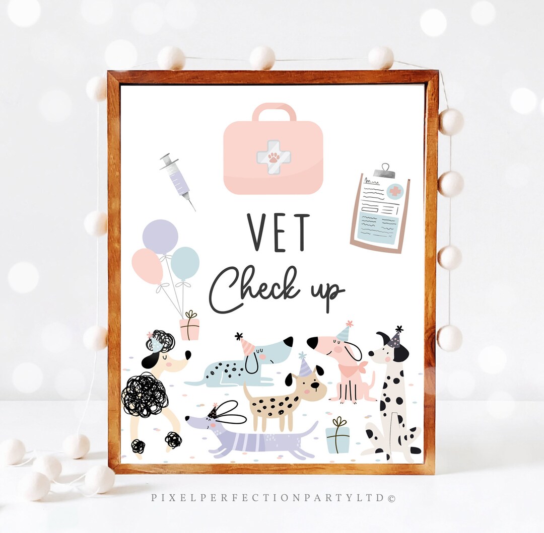 Puppy Birthday Party Vet Check up Sign Pet Hospital Birthday - Etsy