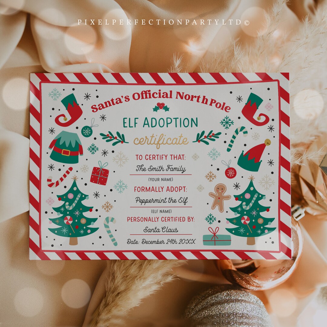 Editable Elf Adoption Certificate Adopt Your Elf Certificate Adoption ...