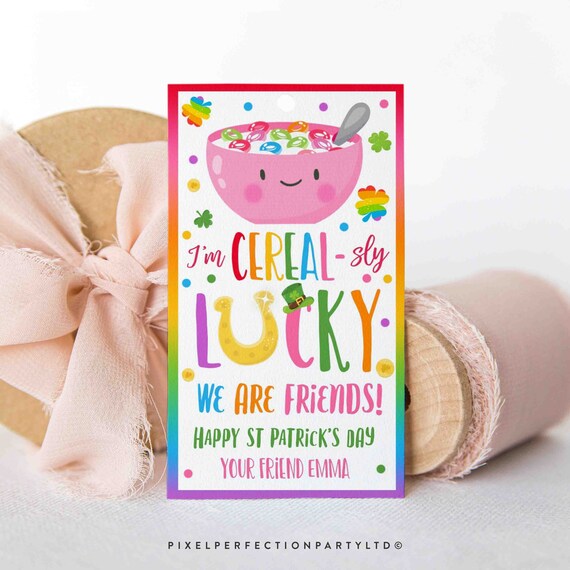 Editable St. Patrick's Day Cereal Gift Tag St Patrick's Day I'm Cereal ...