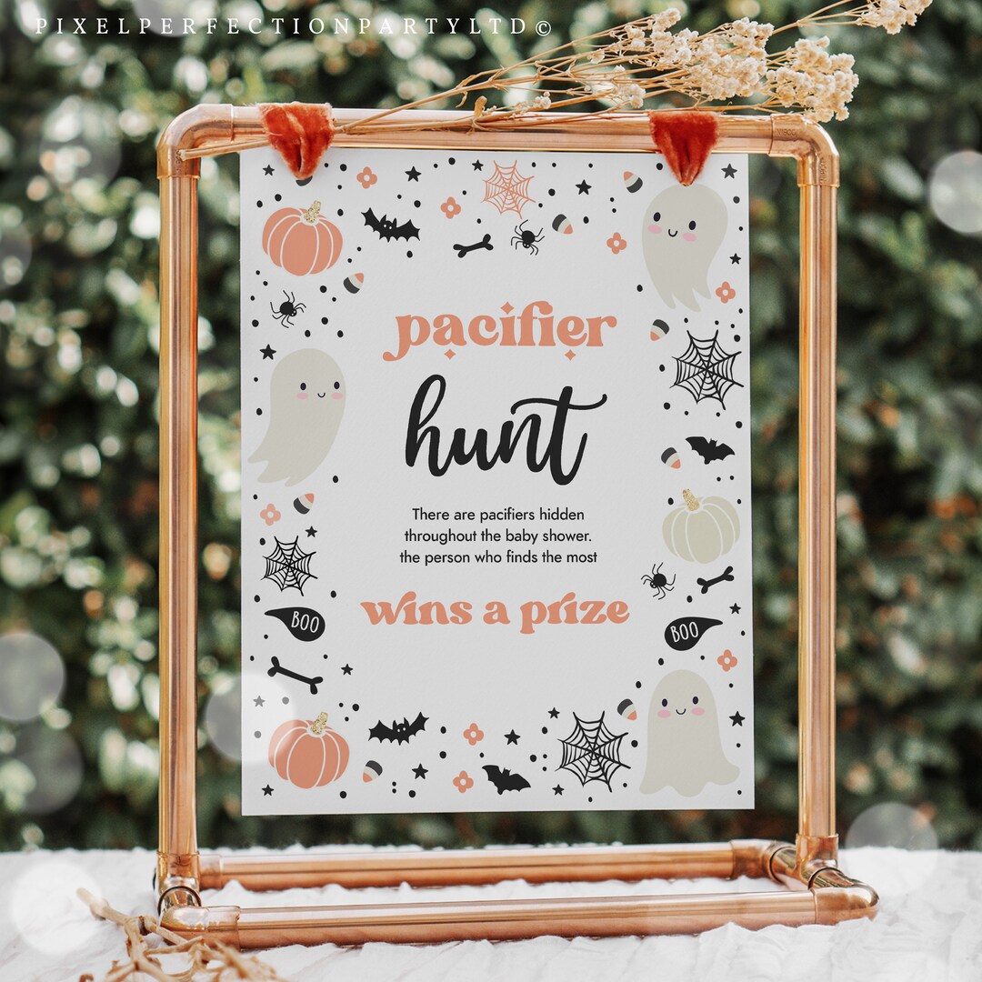 Ghost Baby Shower Pacifier Hunt Sign Halloween Gender Neutral Cute ...