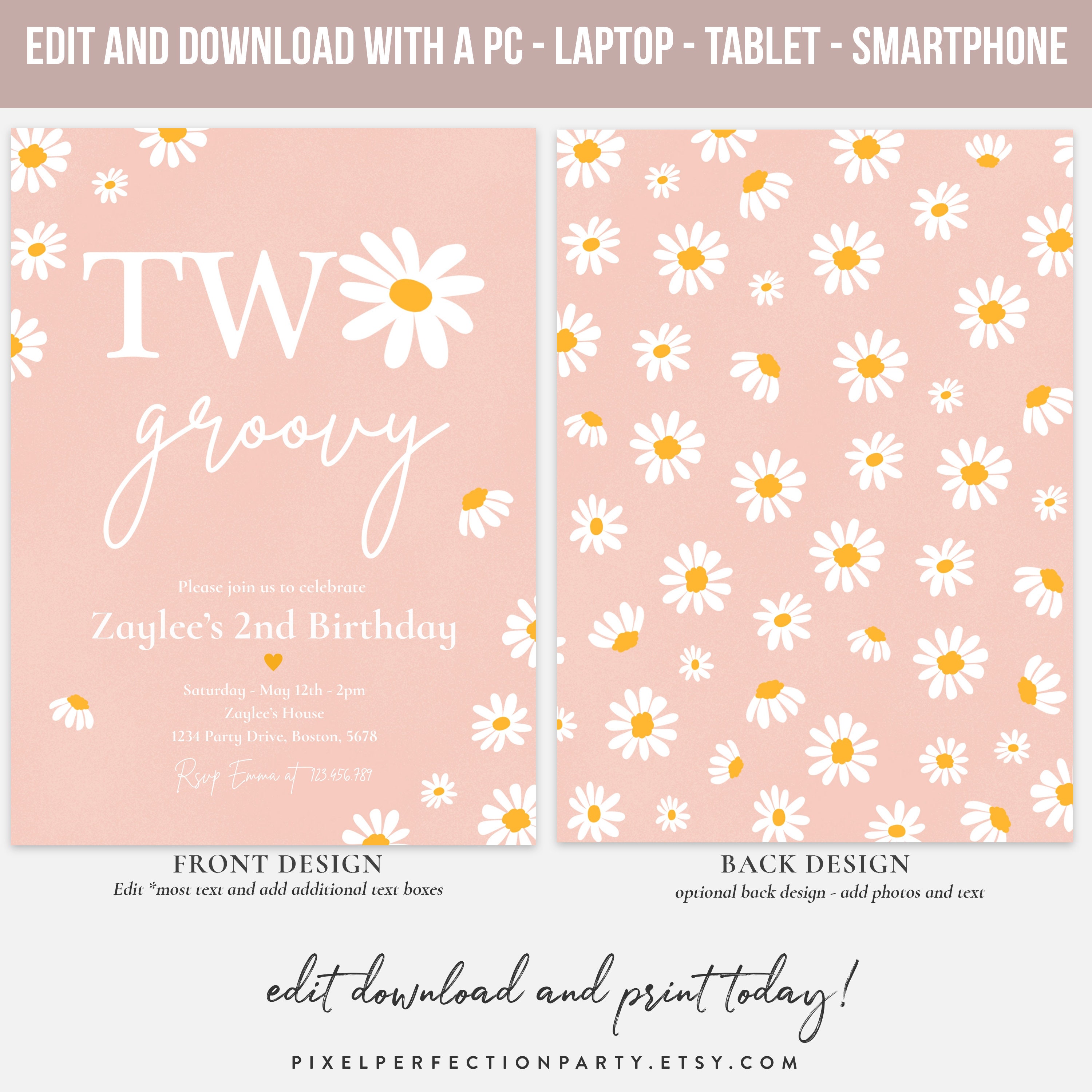 Two Groovy Invitation Template Free