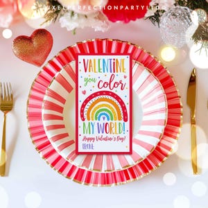 Editable Rainbow Valentine's Day Gift Tag Valentine You Color My World ...