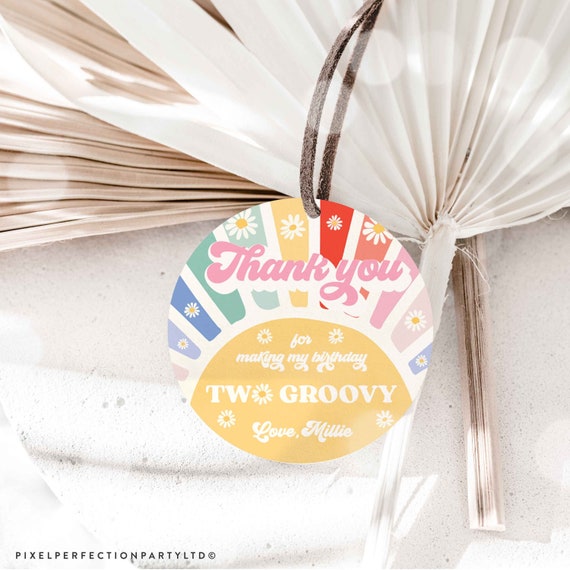 Editable Groovy Birthday Party Favor Luggage Tag Retro Sunshine Two ... Editable Groovy Birthday Party Favor Luggage Tag Retro Sunshine Two ...
