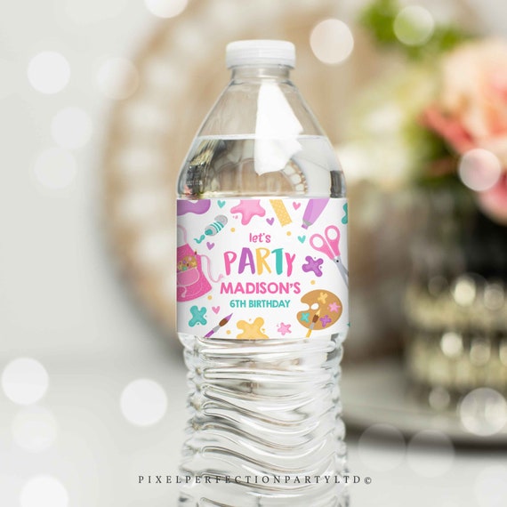 Editable Art Birthday Party Water Bottle Wrap Painting Party Birthday ...