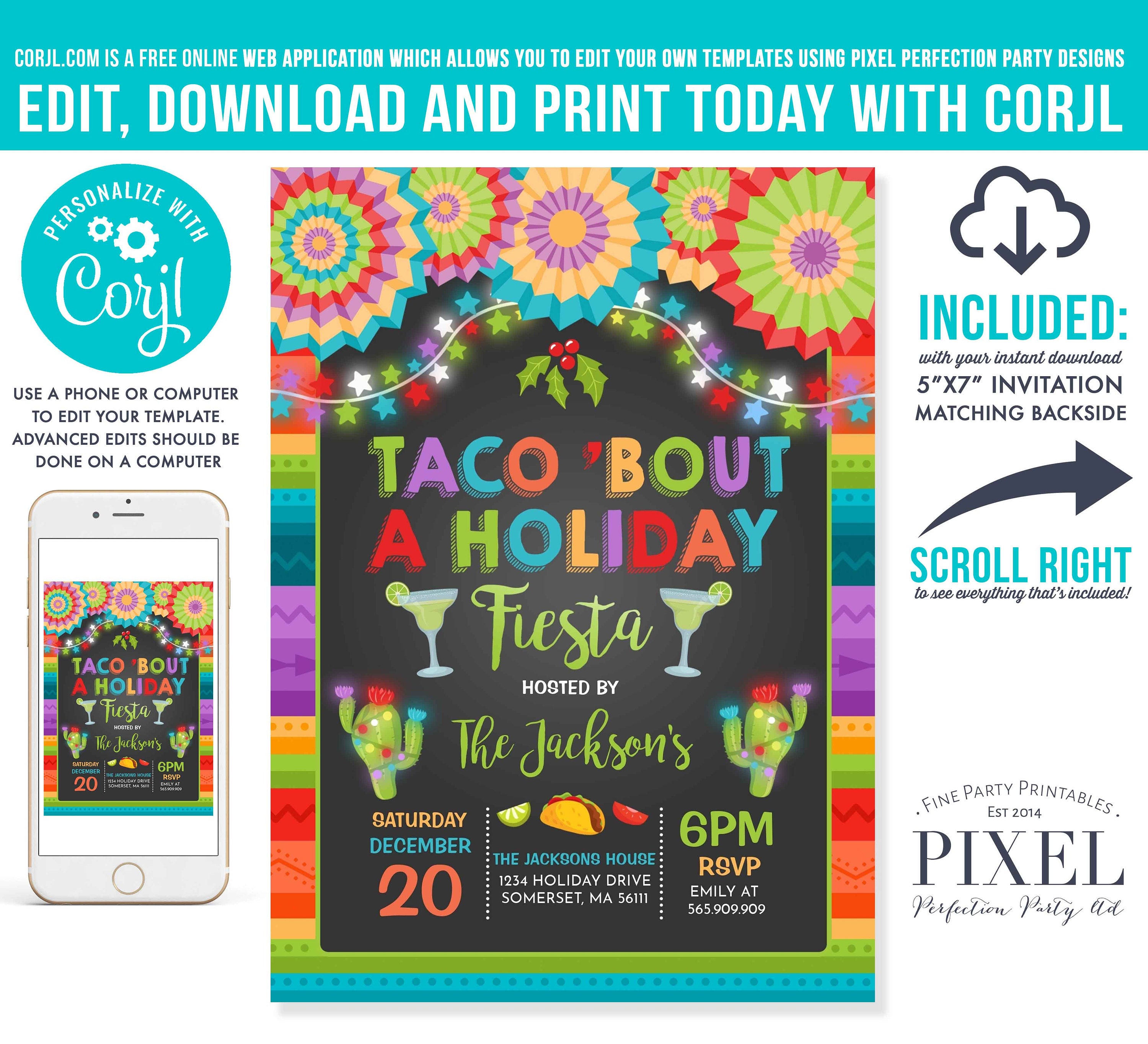 Holiday Fiesta Party Invitation Taco Bout' A Holiday Party | Etsy