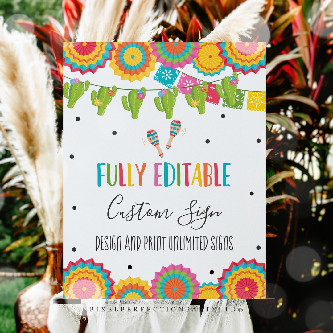 Editable Custom Sign Editable Fiesta Party Sign Editable Fiesta Party ...