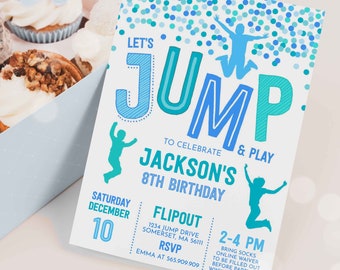 Jump Invitation Jump Birthday Invitation Trampoline Party Bounce House ...