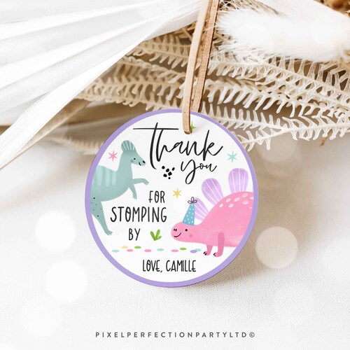 Editable Dinosaur Tag Girl Dinosaur Party Favor Tags - Etsy