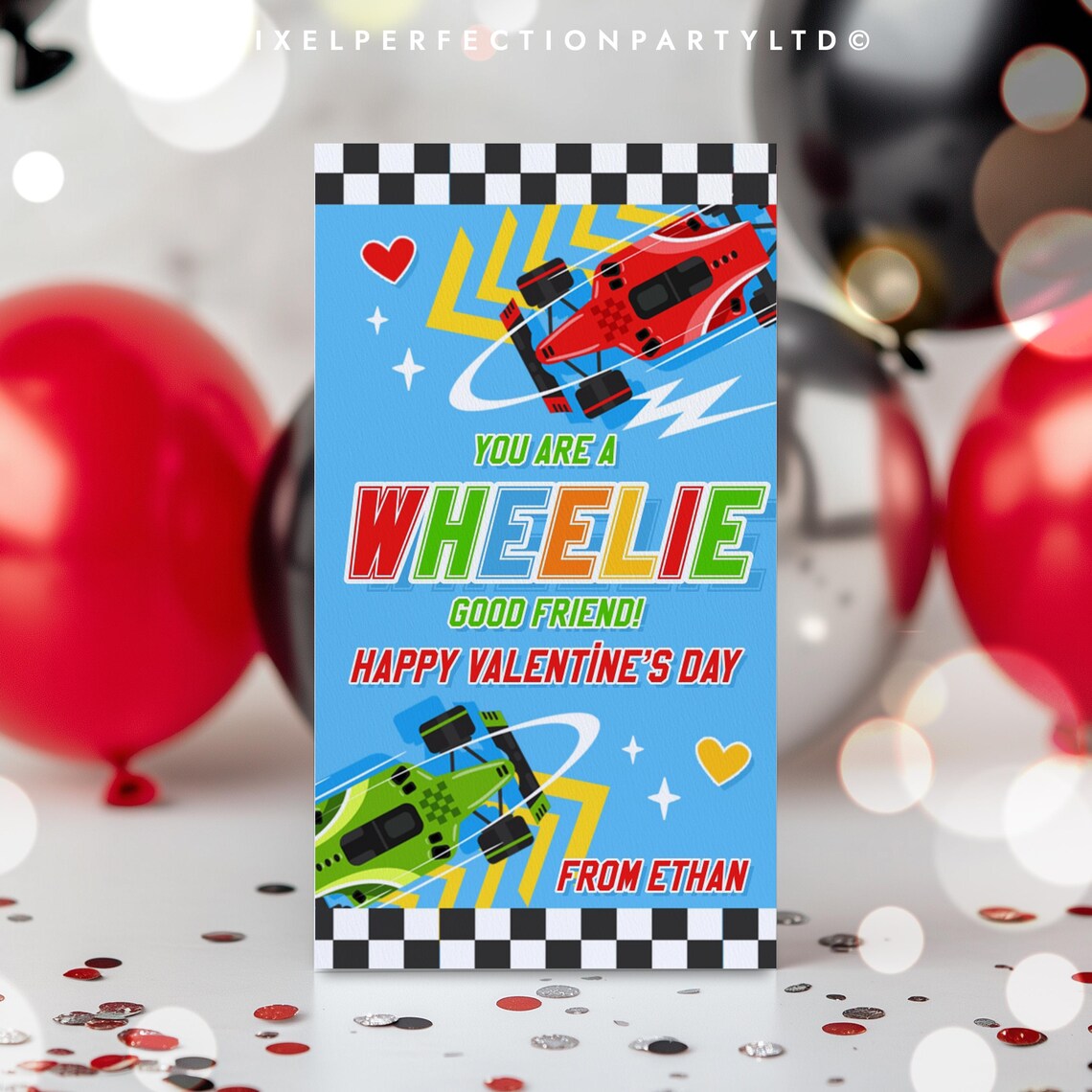 Editable Race Car Valentine's Day Card Tag You Are A Wheelie Good ...