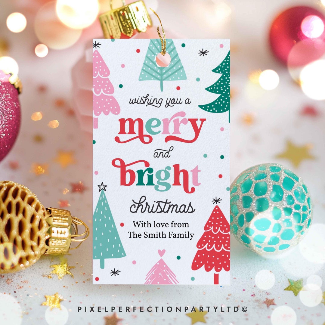 Editable Wishing You A Merry and Bright Christmas Gift Tag Christmas ...