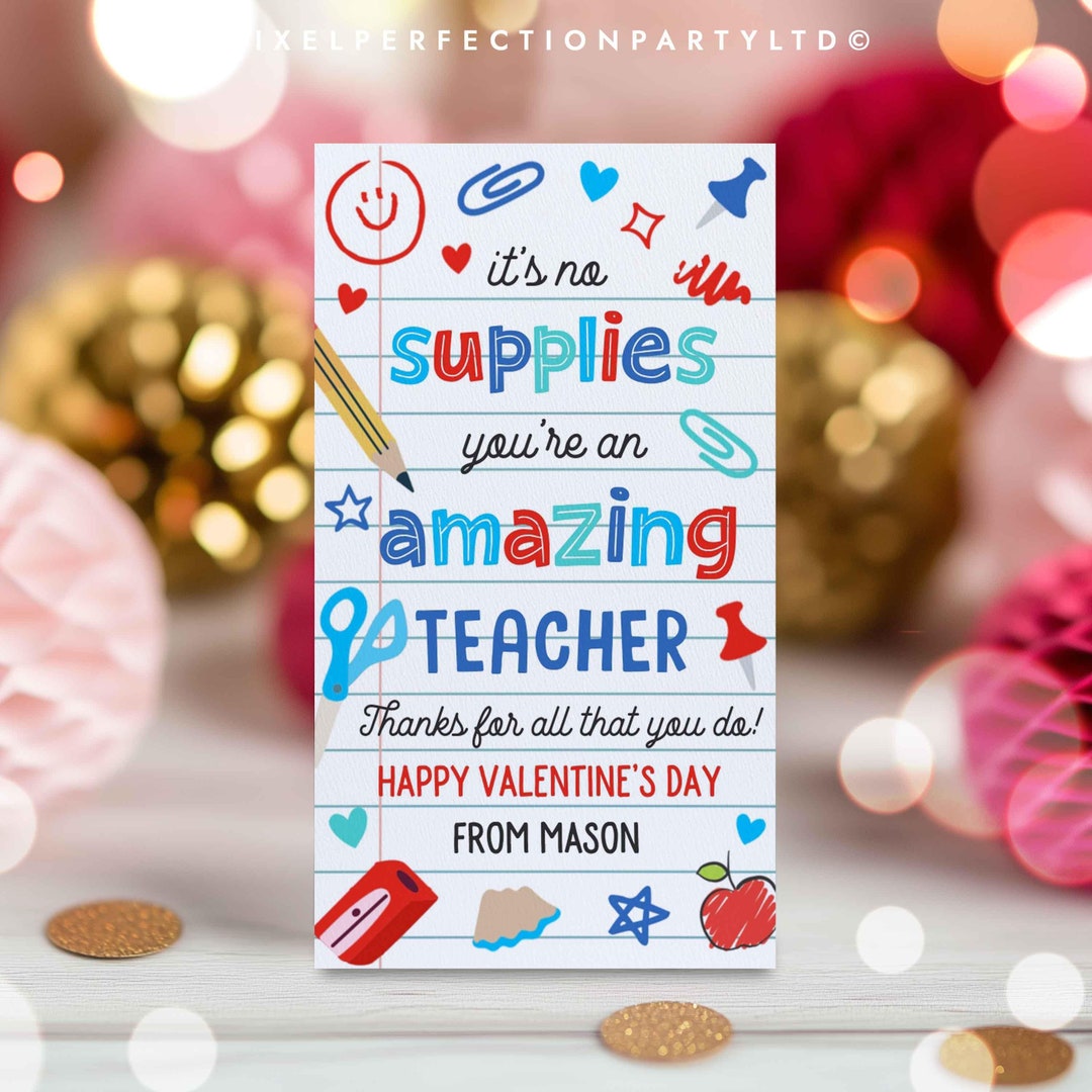 Editable Valentines School Supplies Teacher Appreciation Gift Tag No ...