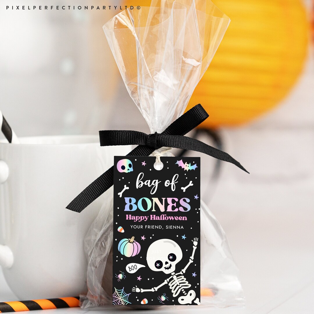 Editable Halloween Gift Tag Halloween Skeleton Gift Tag Halloween Trick ...