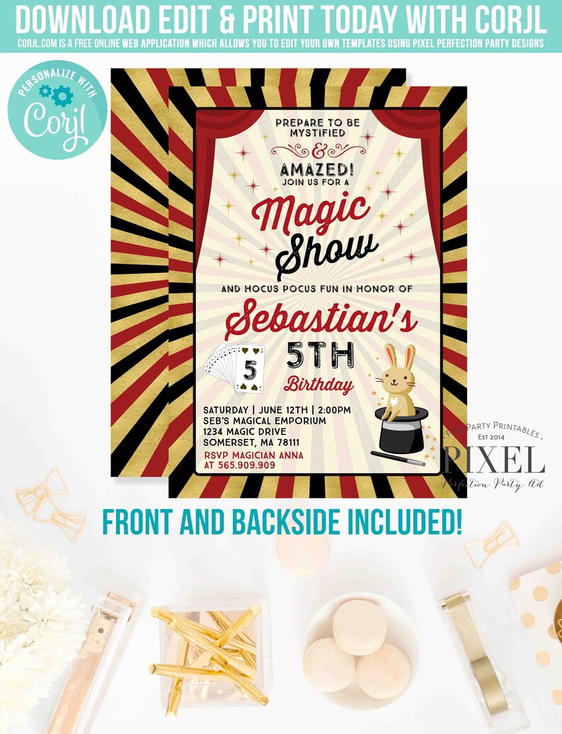Magician Invitation Magician Birthday Invitation Magic Show | Etsy