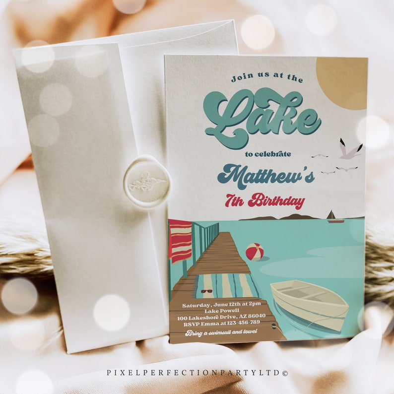 Editable Lake Birthday Party Invitation Boat Lake Birthday - Etsy