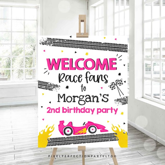 EDITABLE Welcome Race Fans Party Sign Race Car Two Fast 2 Curious Party ...
