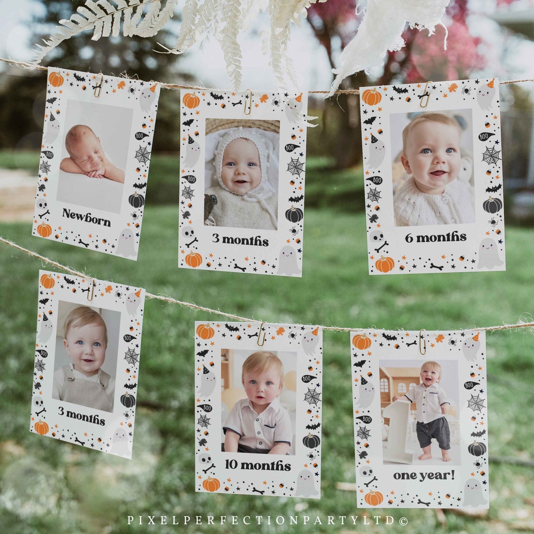 Editable Orange Halloween Ghost Monthly Banner Neutral Ghost Spooky ...