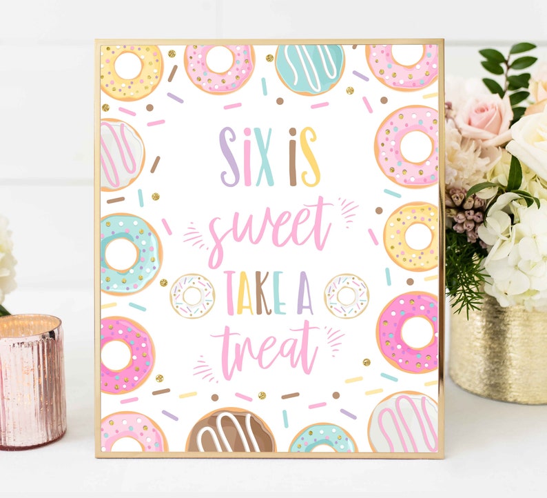 Six Is Sweet Take A Treat Table Sign Donut 6th Birthday Party - Etsy.de