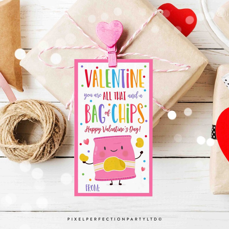 Editable Chip Bag Valentine's Day Gift Tag Valentine You - Etsy