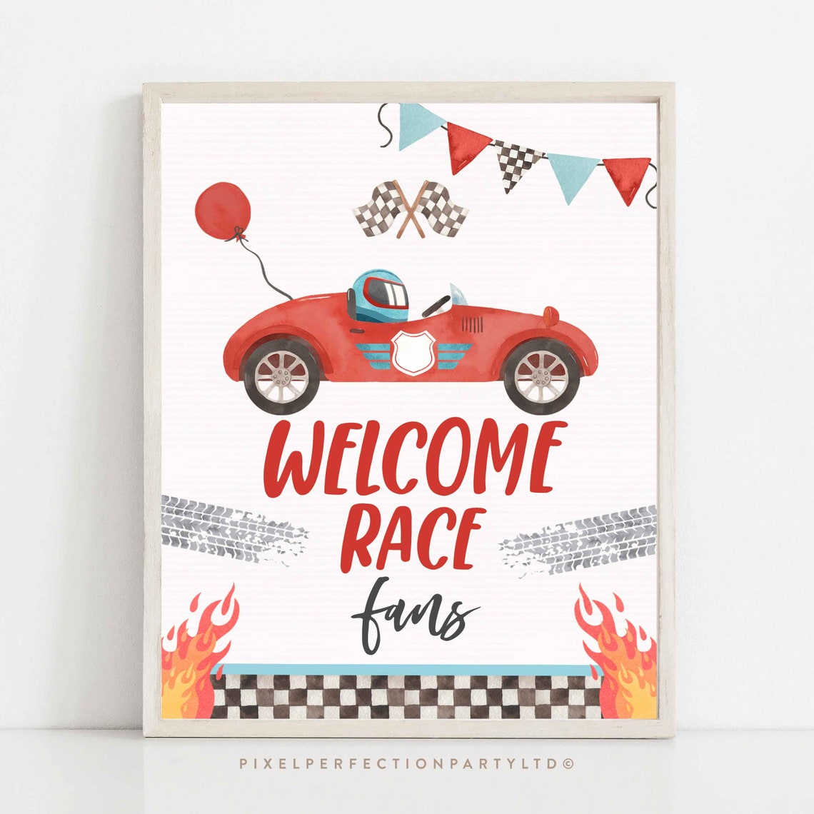 Welcome Race Fans Party Sign Race Car 2nd Birthday Two Fast 2 Curious ...