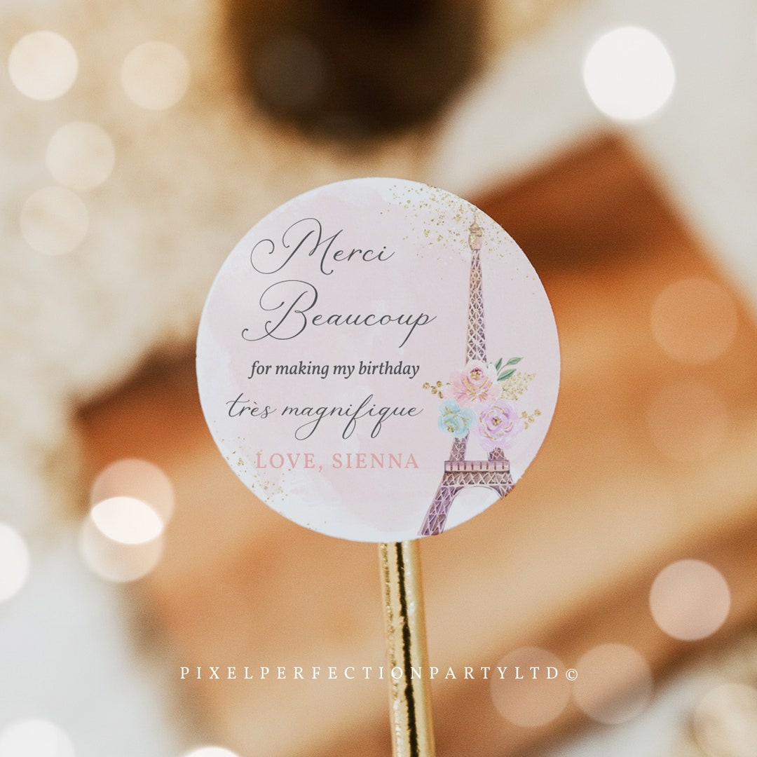 Editable Paris Birthday Party Favor Tag French Parisian Cafe Tea Party ...